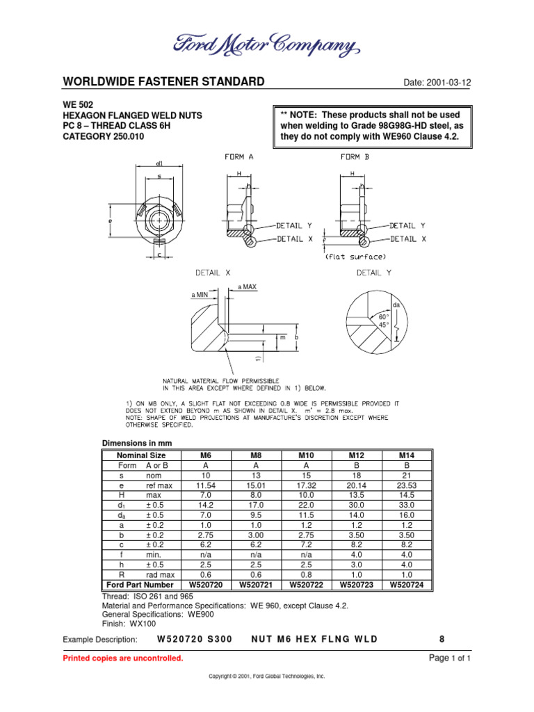 Worldwide Fastener Standard | PDF | Metalworking