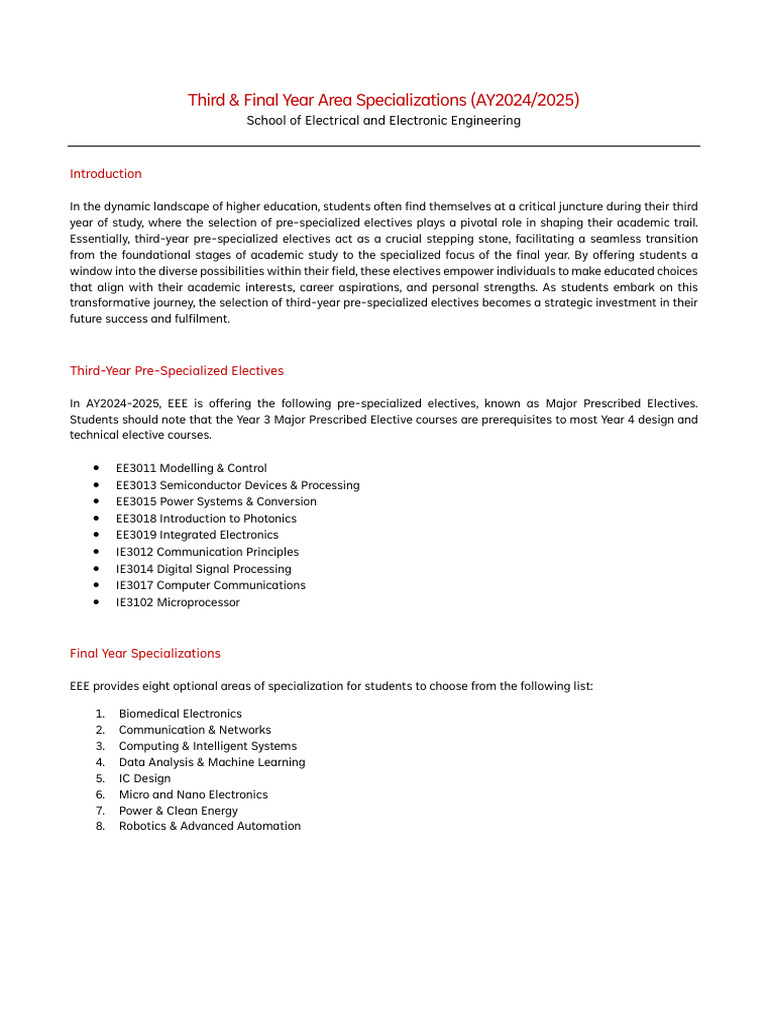 Ntu Eee Y3 Specialisation Pdf Electrical Engineering Integrated