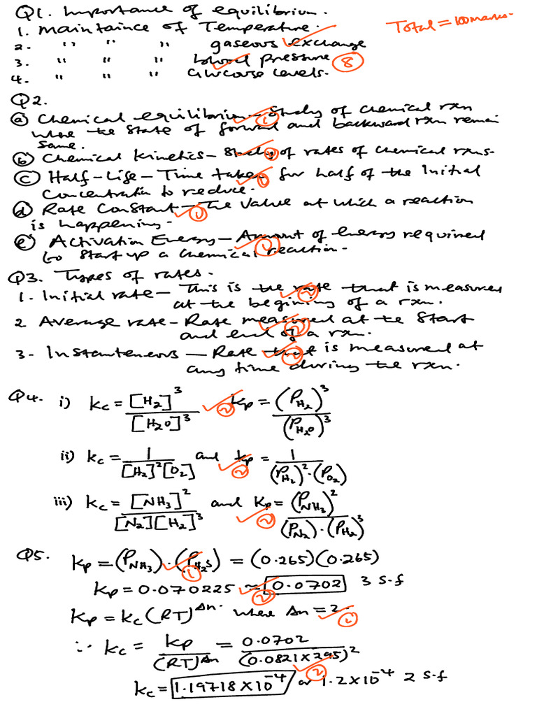 Chemistry - Marking Key | PDF