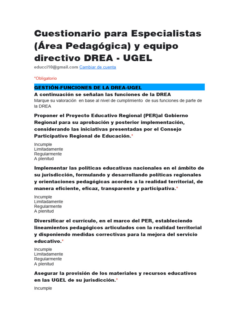 Cuestionario para Especialistas de AGP | PDF | Enseñando | Maestros
