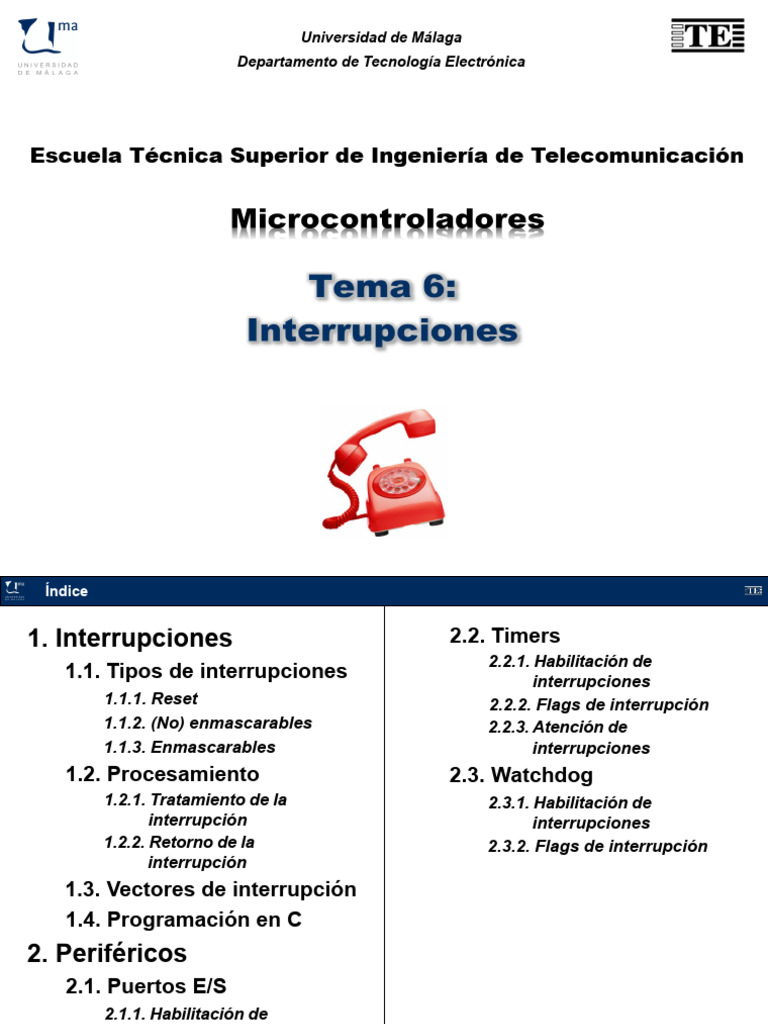 Tema 6. Interrupciones | Descargar gratis PDF | Microcontrolador | De entrada y salida
