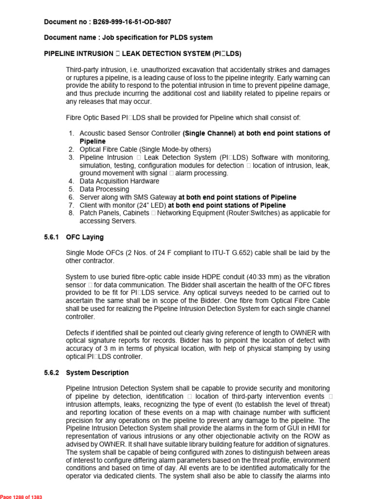 Document No: B269-999-16-51-OD-9807 Document Name: Job Specification For PLDS System Pipeline ...