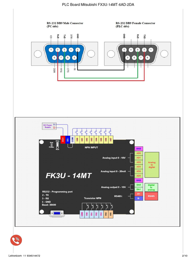 PLC Board Letronicom FX3U-14MT-6AD-2DA | PDF | Input/Output ...