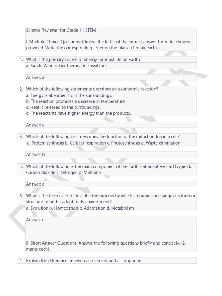 Science Reviewer For Grade 11 STEM | PDF | Mole (Unit) | Ph