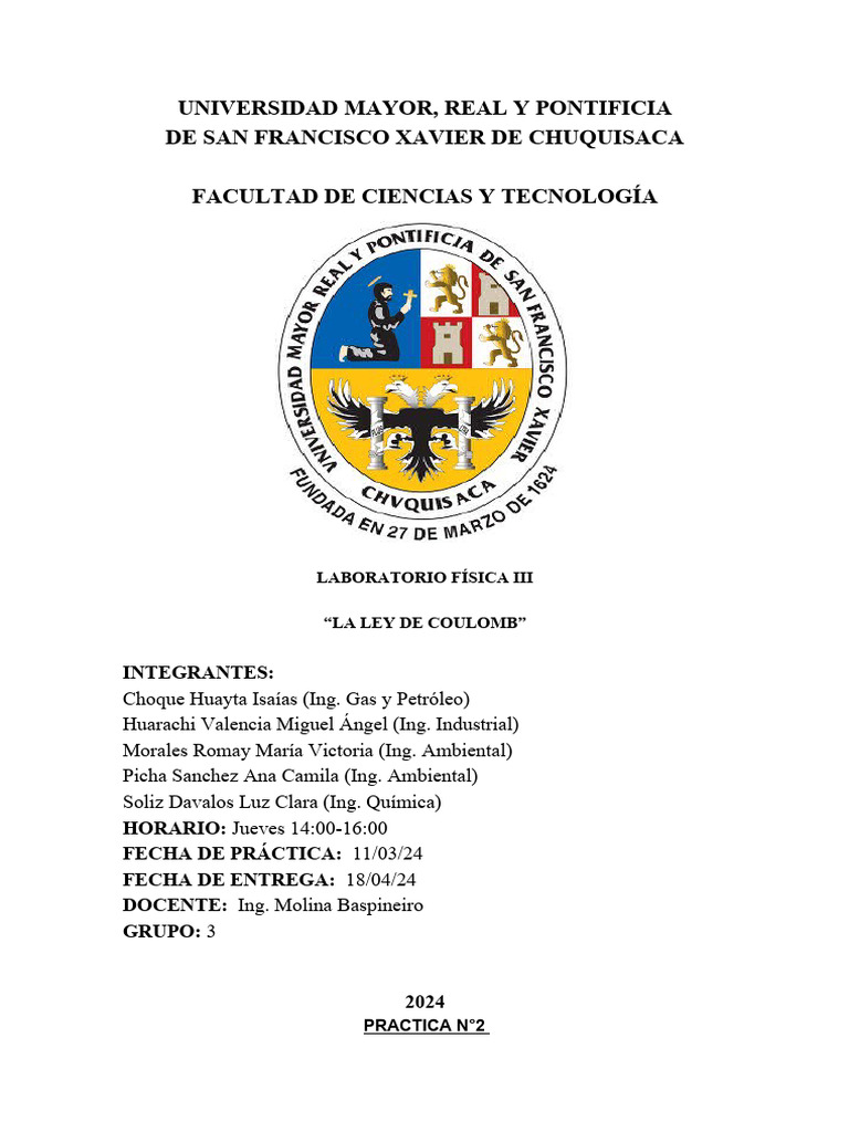 LAB FIS-200 (2 Ley Coulom) 1 | PDF | Fuerza | Gravedad
