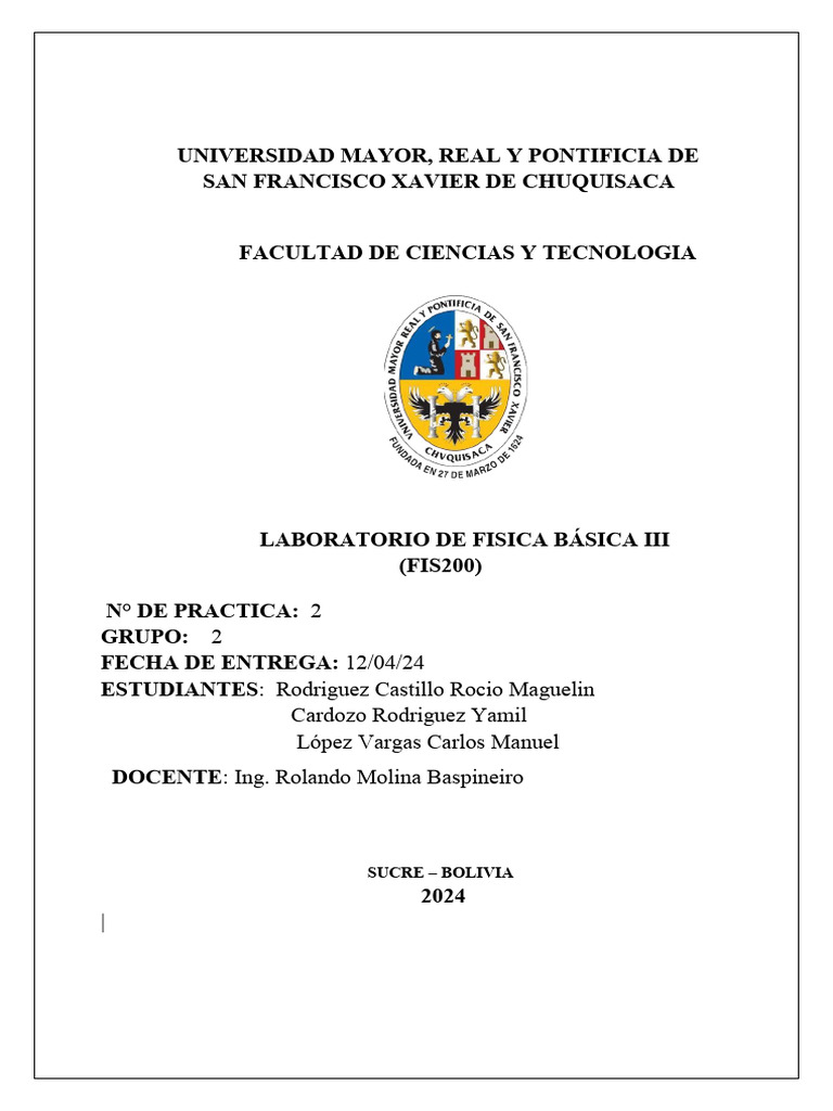 PRÁCTICA No2 Fis200lab | PDF | Fuerza | Núcleo atómico