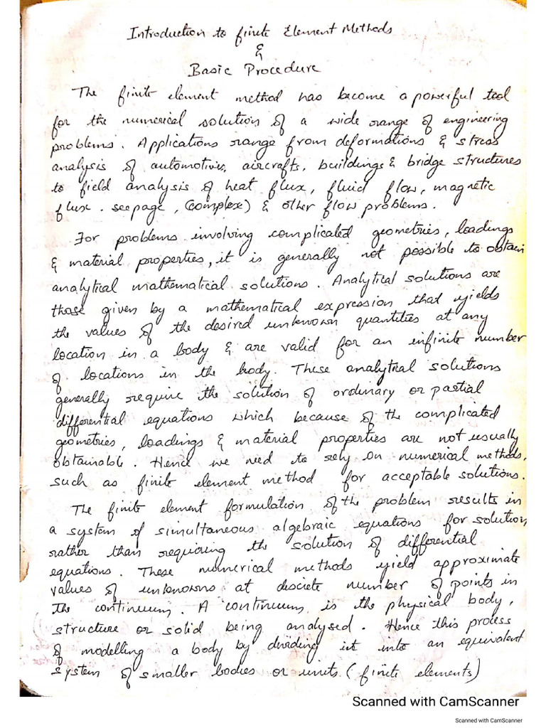 Module 1 Introduction To FEA | PDF