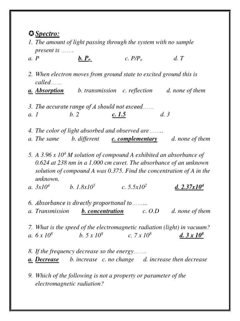 Spectro - Analysis 3rd level biotech-1 | PDF | Spectrophotometry ...