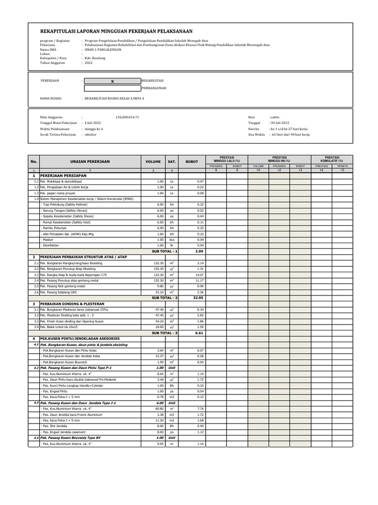 Lap - Progres Sman 1 Pangalengan | PDF