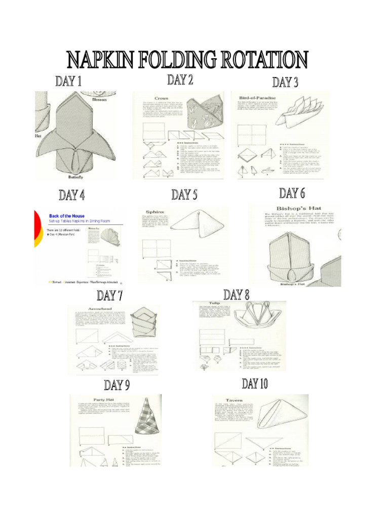 Napkins Folds 10 Days | PDF
