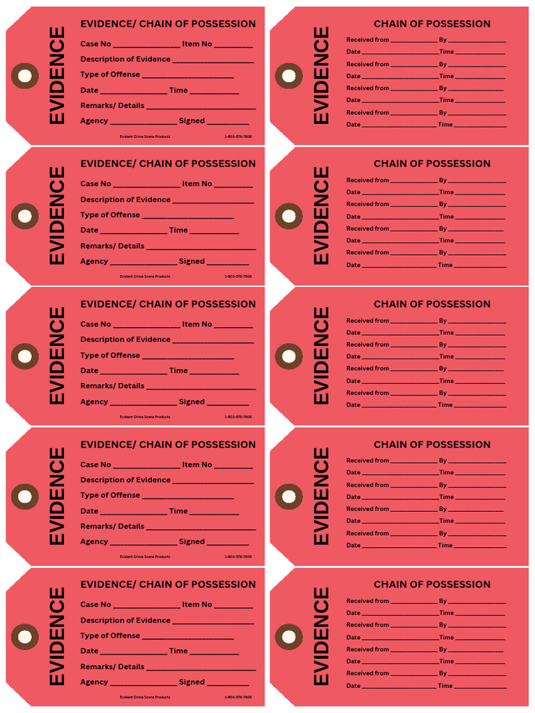 Evidence Tag format | PDF | Crime Scene | Empiricism