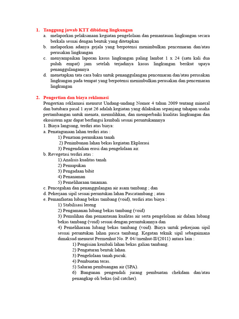 Tanggung Jawab KTT Dibidang Lingkungan | PDF