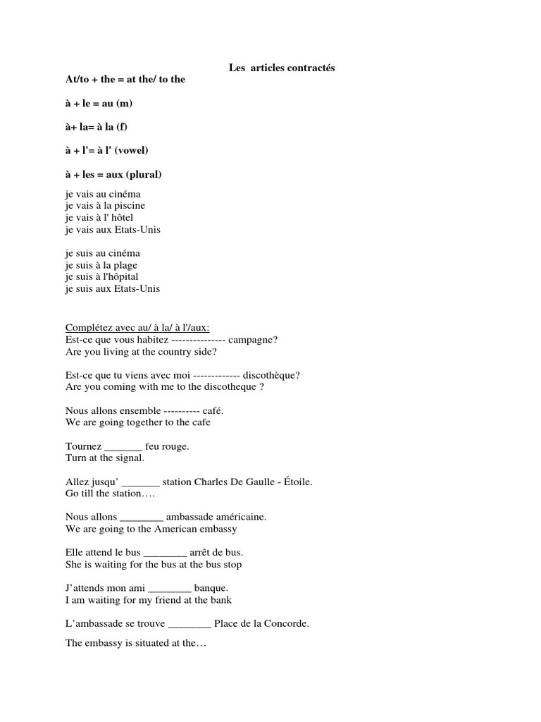 12-Les Articles Contractes-25-09-2023 | PDF | Nombre grammatical