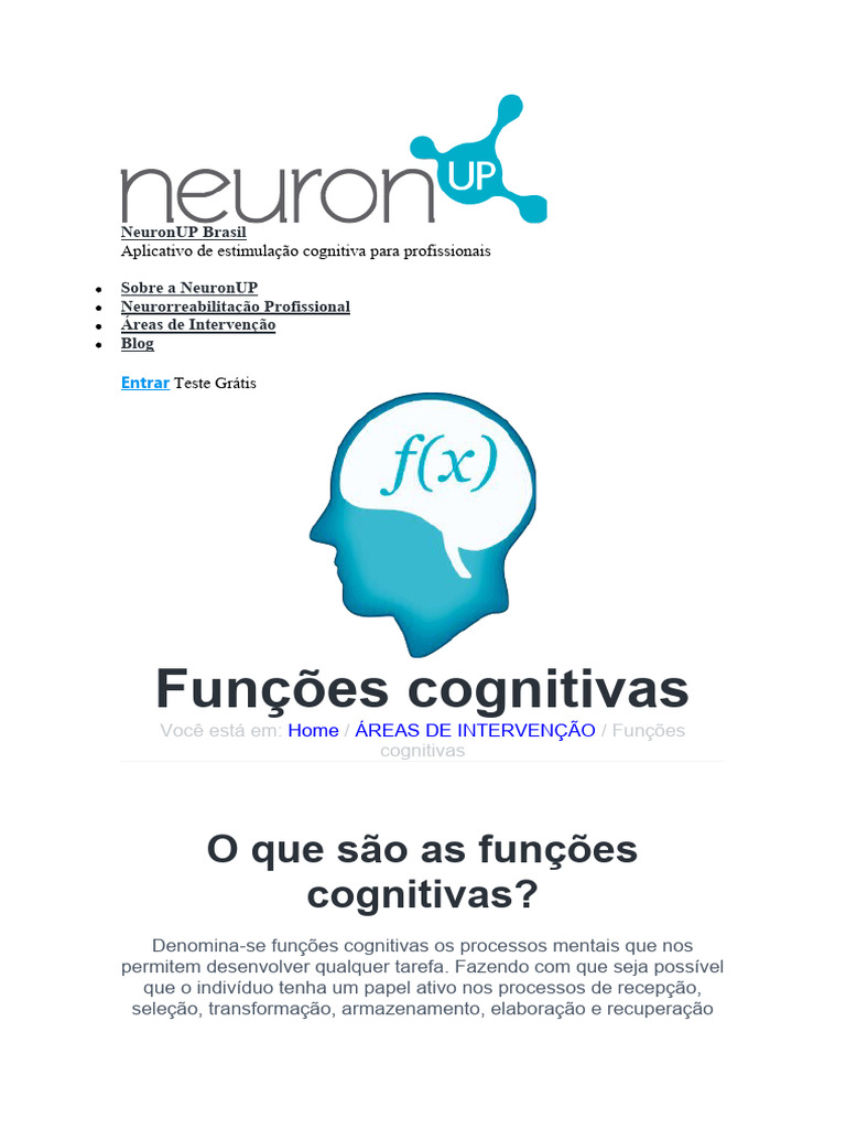 NeuronUP Brasil | PDF | Atenção | Cognição