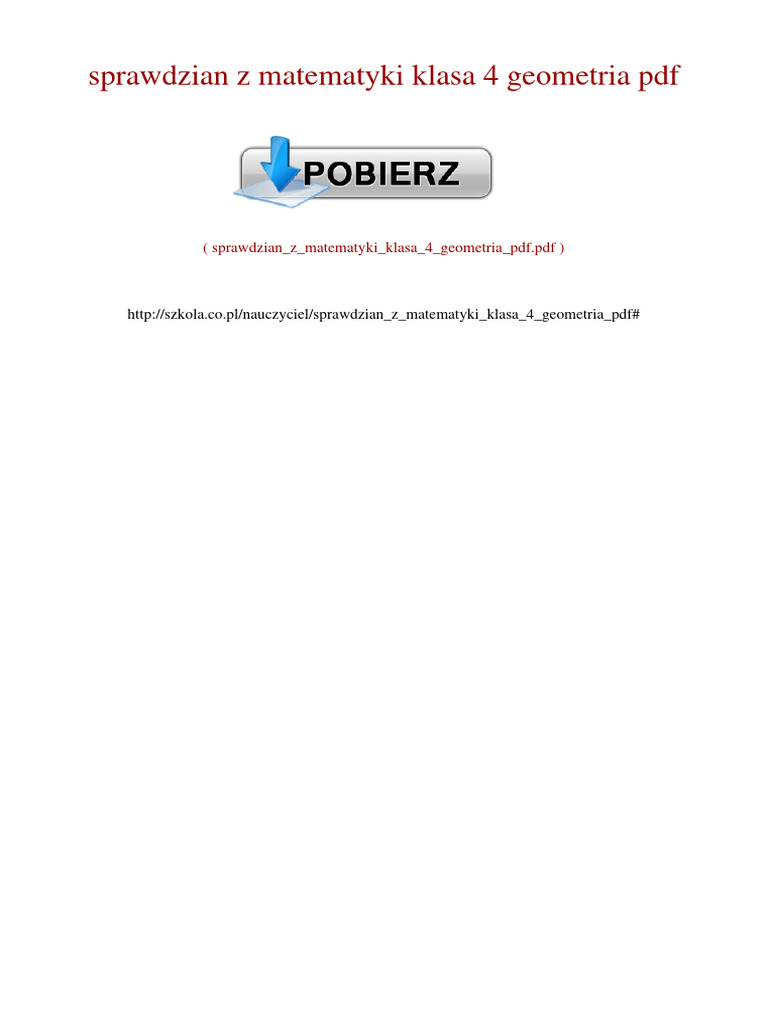 Sprawdzian Z Matematyki Klasa 4 Geometria PDF | PDF
