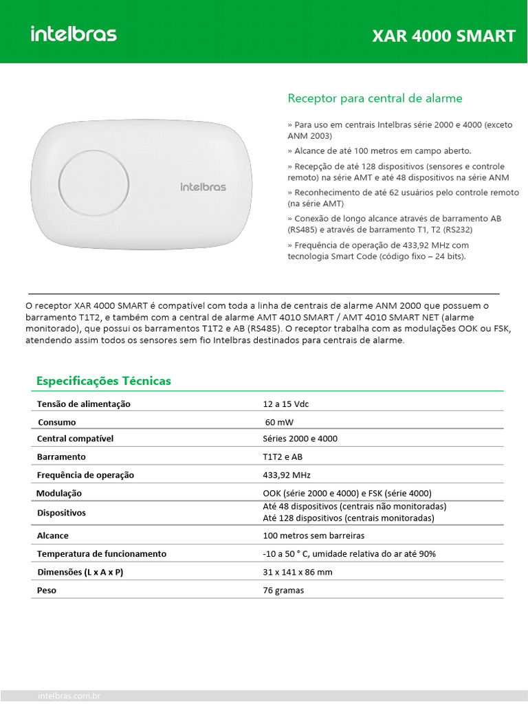 Receptor XAR 4000 SMART para Alarmes | PDF | Engenharia Elétrica ...