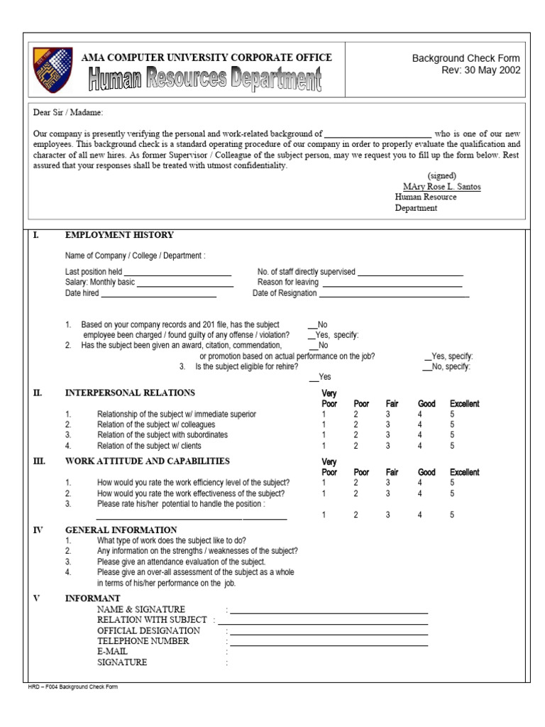 BACKGROUND-CHECK-FORM | PDF | Background Check | Employment