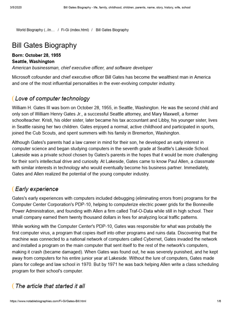 Bill Gates: Microsoft Cofounder Biography | PDF | Microsoft | Office ...