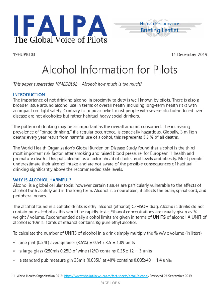 Alcohol INFO For Pilots | PDF | Medical Specialties | Clinical Medicine