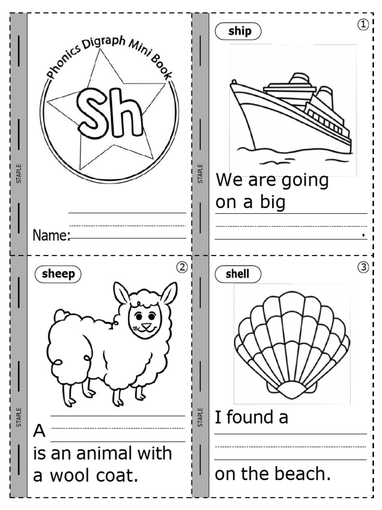 SH Phonics Digraph SH Mini Book | PDF