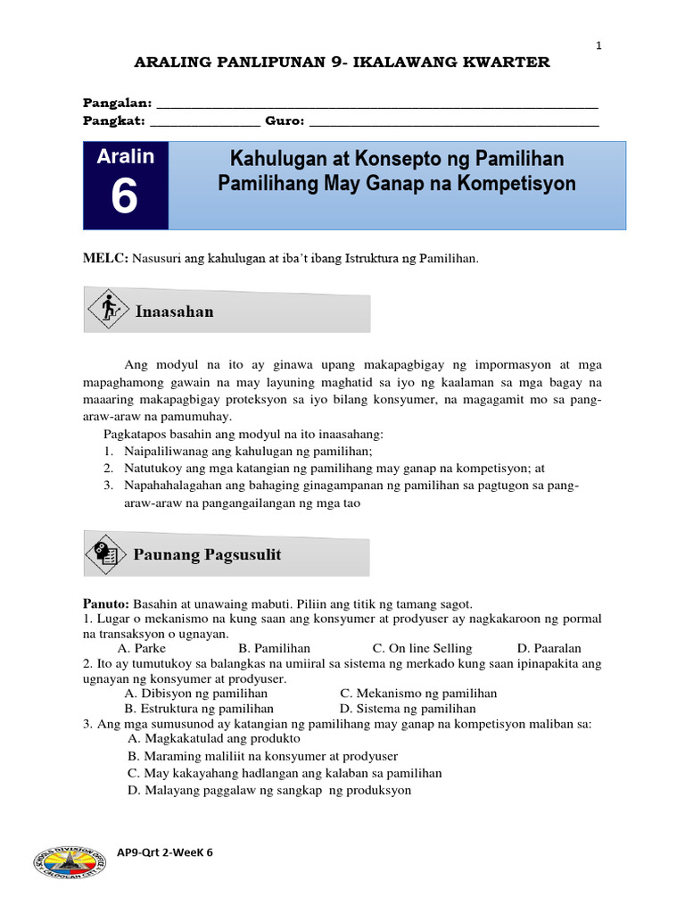 AP 9 Q2 Week 6 | PDF