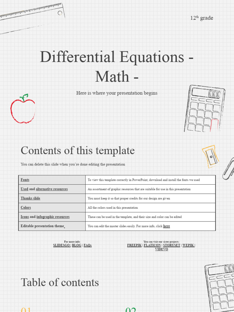 Differential Equations - Math - 12th Grade by Slidesgo | PDF | Planets ...