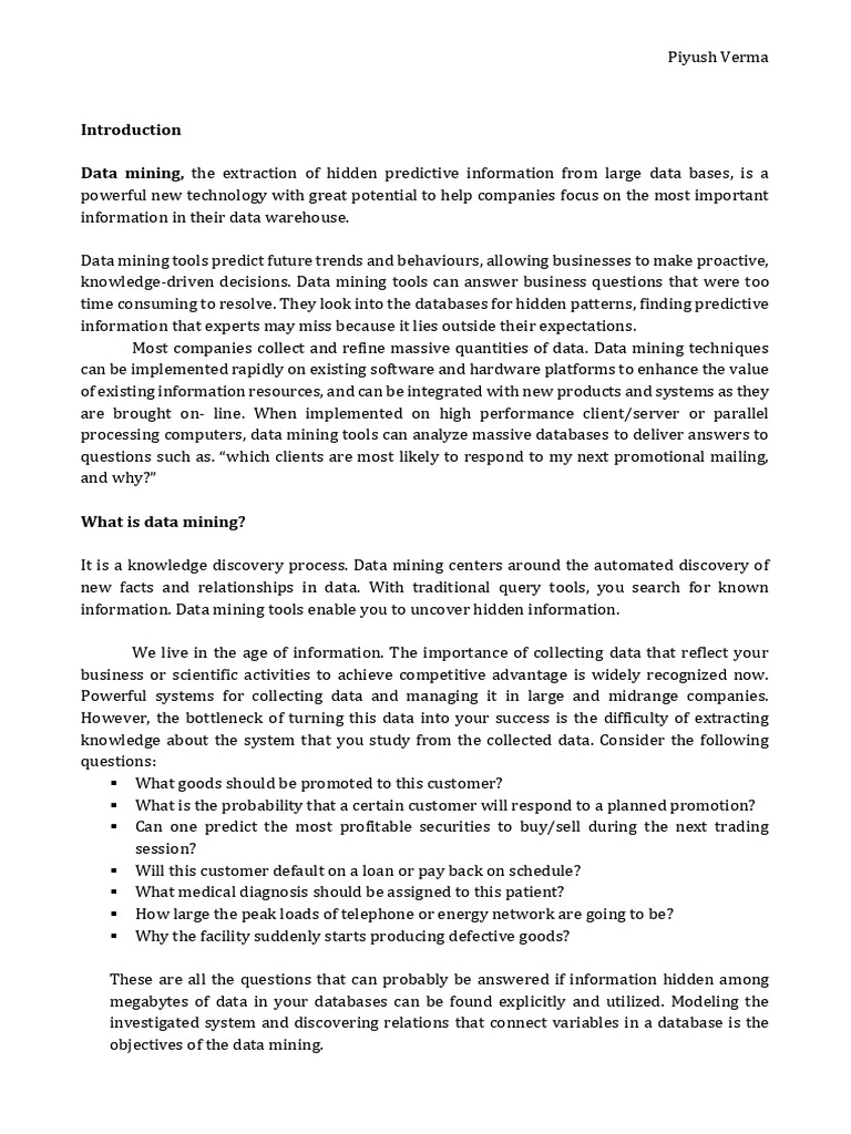 Data Mining | PDF | Data Mining | Databases