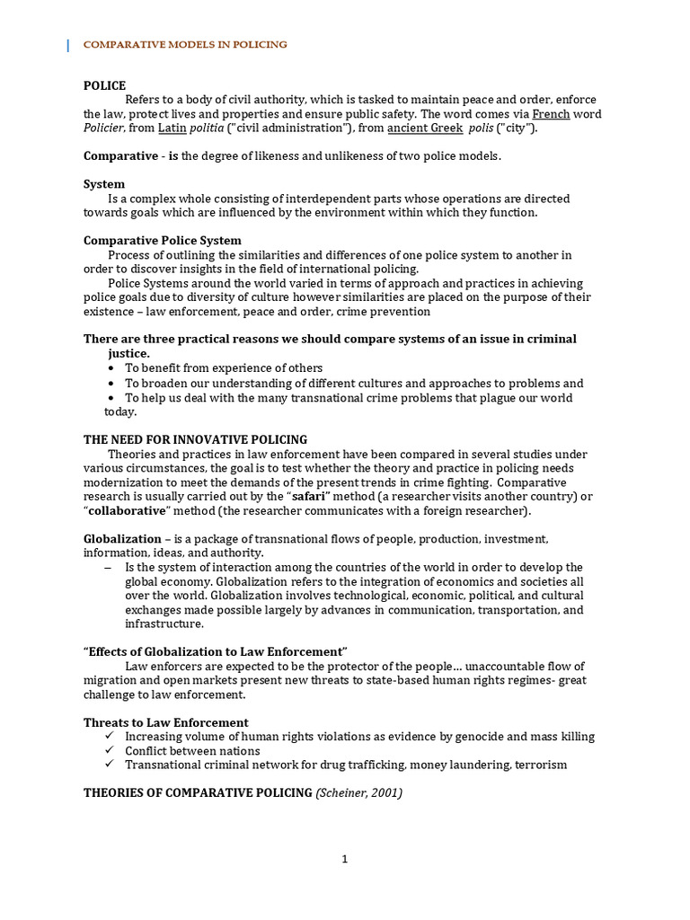 Comparative Models in Policing Systems | PDF | Police | United Nations