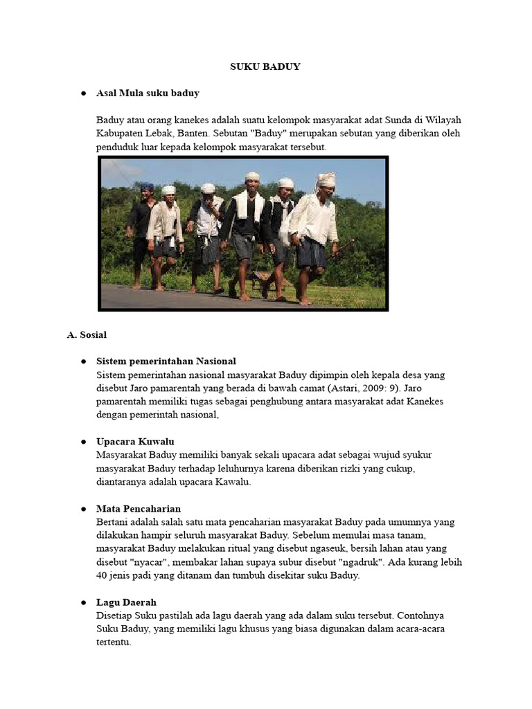 Mata Pencaharian Suku Baduy | PDF | Ilmu Sosial | Kajian Bahasa Asing