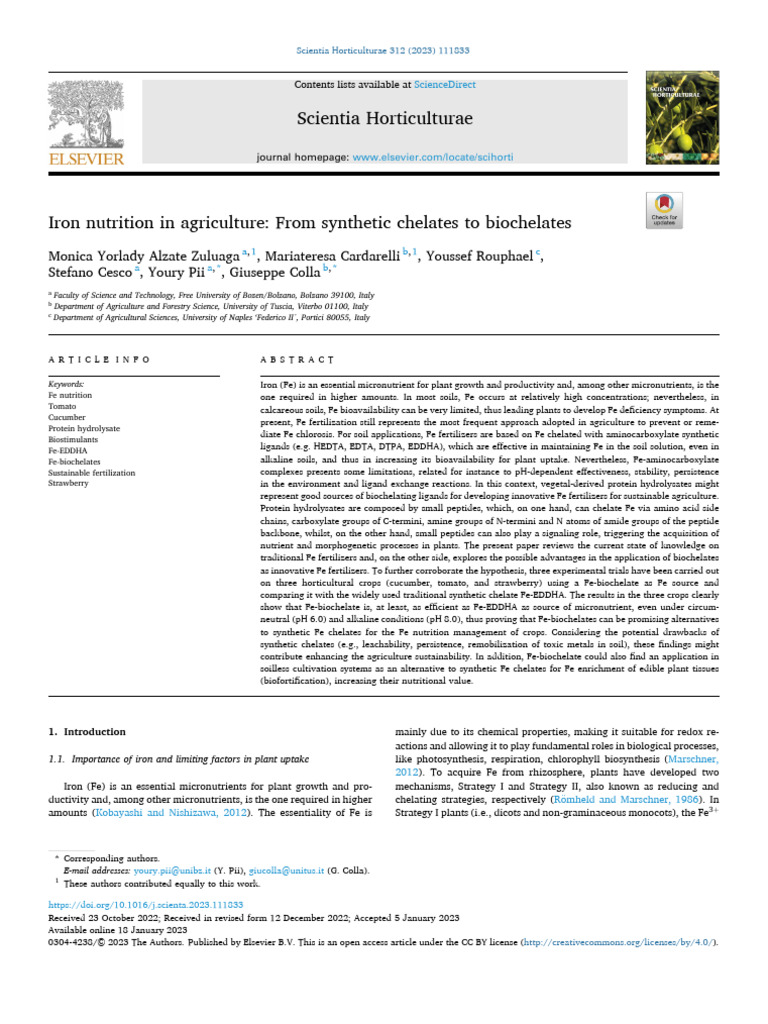 Iron Nutrition: Biochelates vs. Chelates | PDF | Chelation | Plant ...