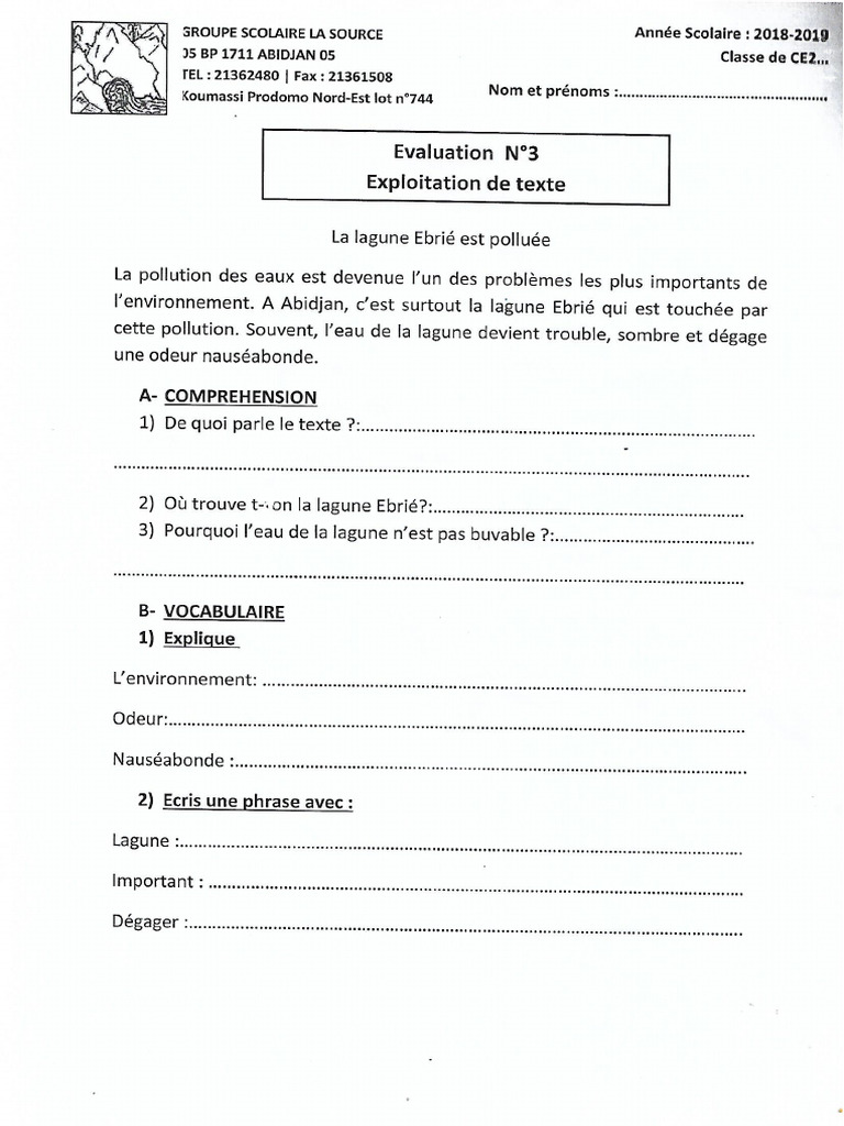 Français Exploitation de Texte CE2 27 Avril | PDF