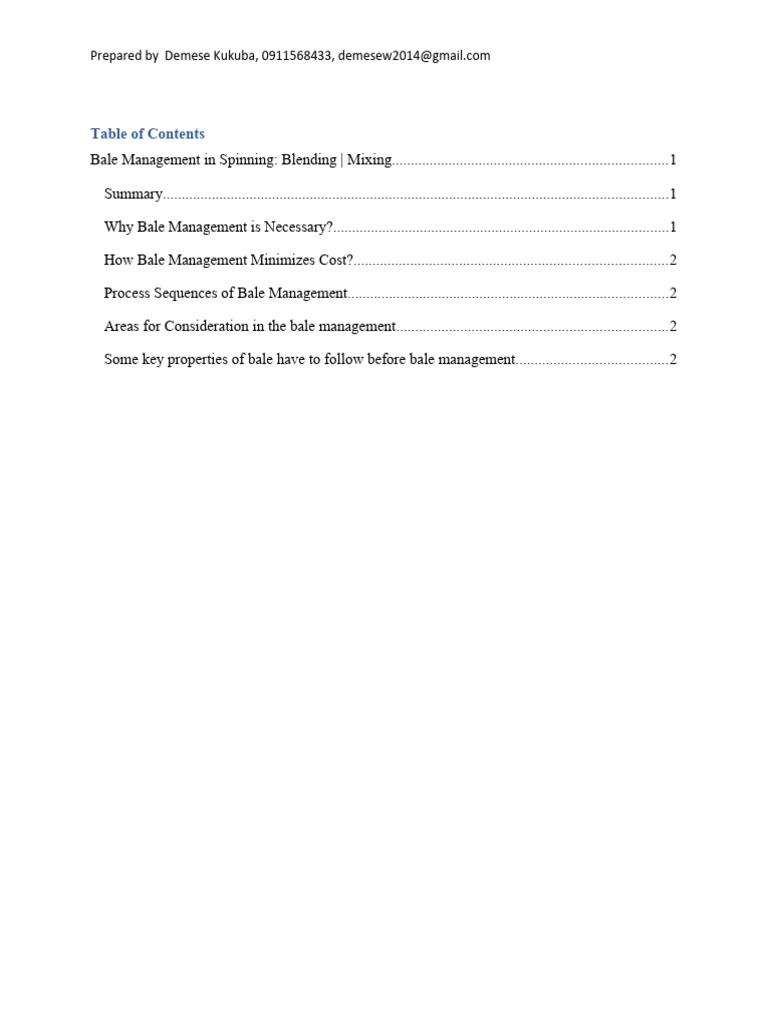 Effective Bale Management in Spinning | PDF | Textiles | Yarn