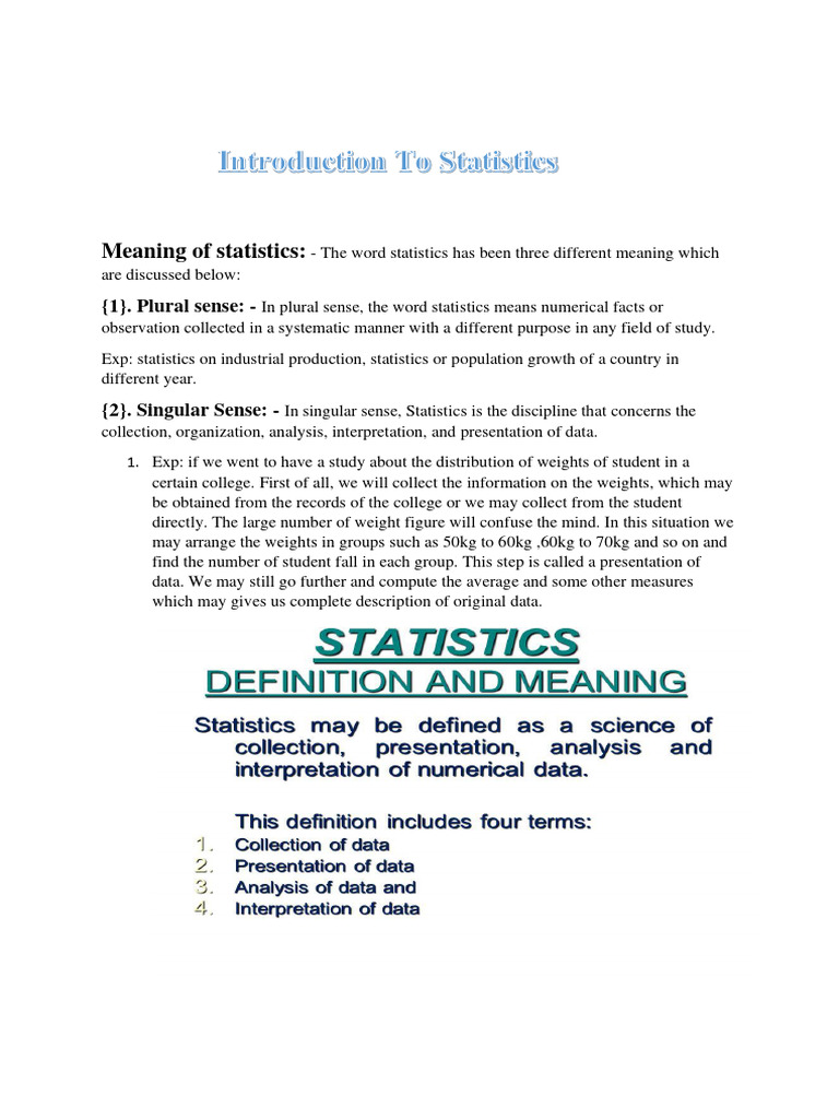 Meaning of Statistics:: (1) - Plural Sense | PDF | Statistics | Data