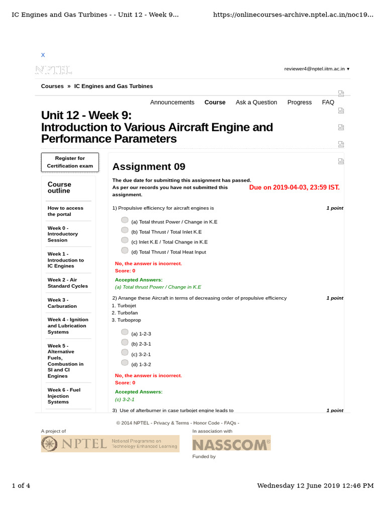 Noc19 Me10 Assignment10 | PDF | Gas Turbine | Engines