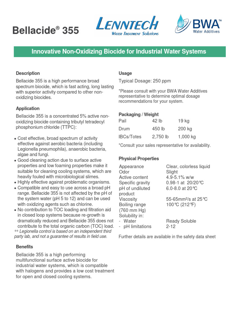 BWA-Bellacide-355-L | PDF | Water | Chemistry