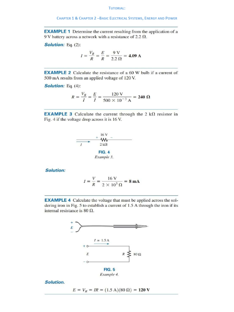 Electric Circuits Tutorial 1 | PDF