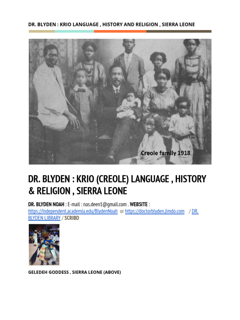 Dr. Blyden : Krio Language, History and Religion, Sierra Leone | PDF