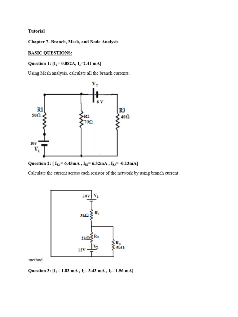 Electric Circuits Tutorial 7 | PDF