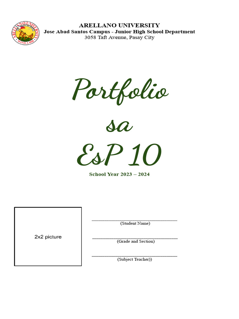 EsP Portfolio Cover | PDF