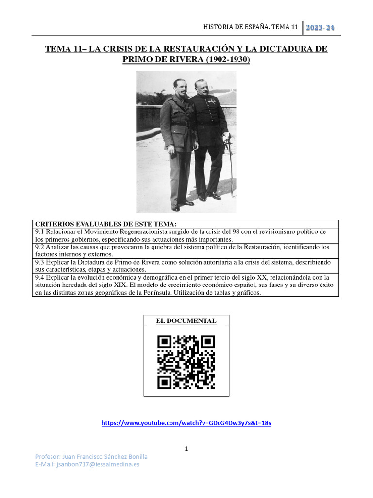 Tema 11 Historia De España Pdf España Política De España