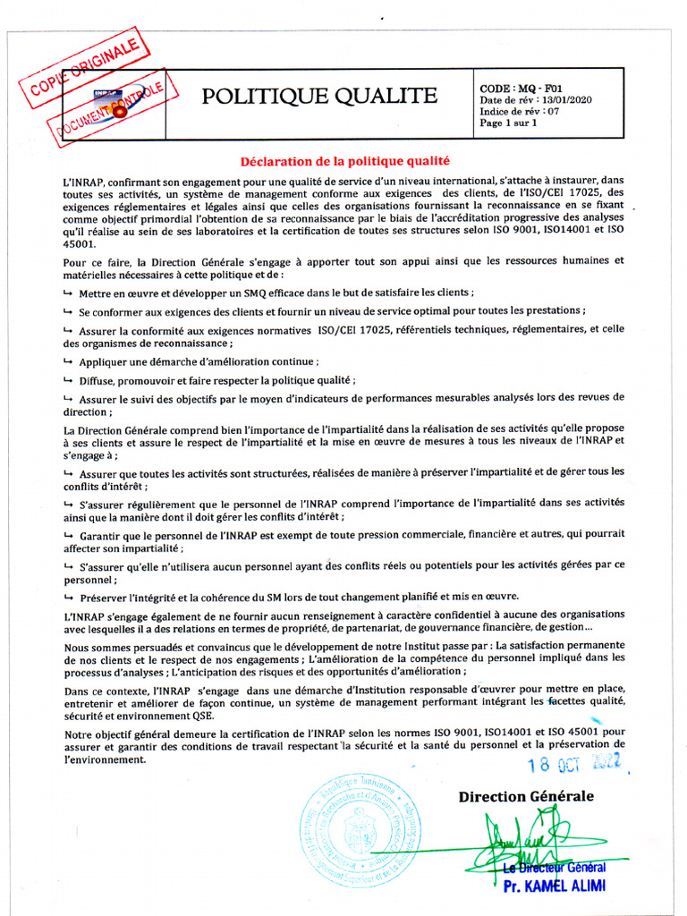 Politique Qualite 2022 | PDF