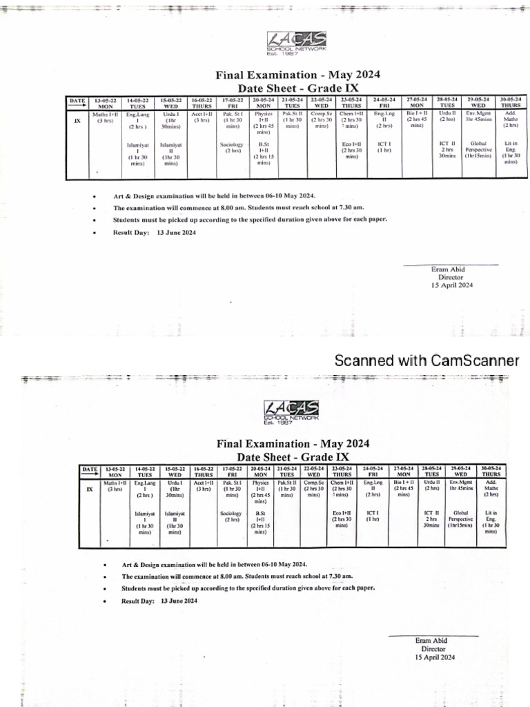 Date Sheet | PDF