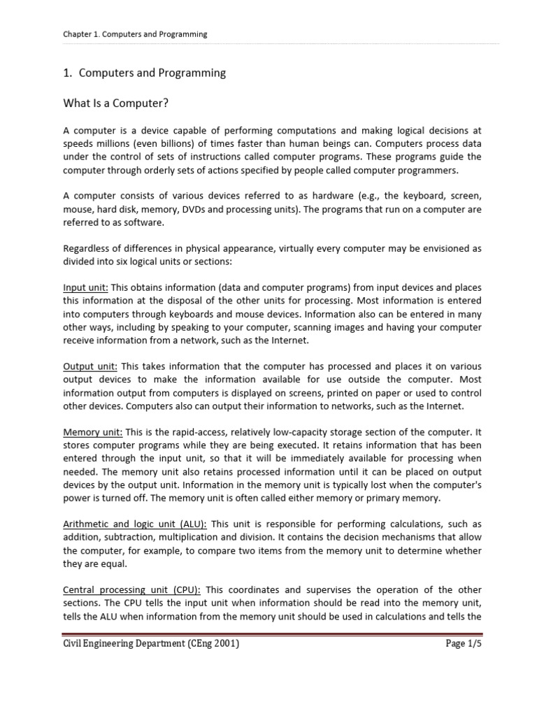 CH 01 | PDF | Computer Data Storage | Input/Output
