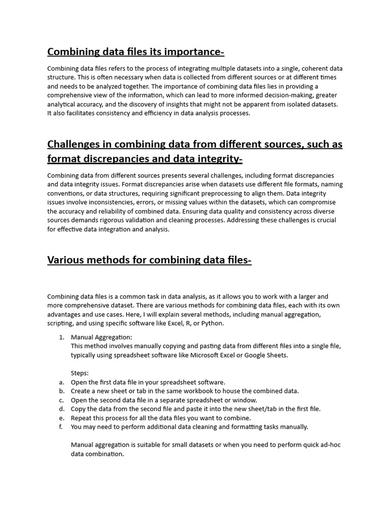 Methods to Combine Excel Data Files | PDF | Microsoft Excel | Databases