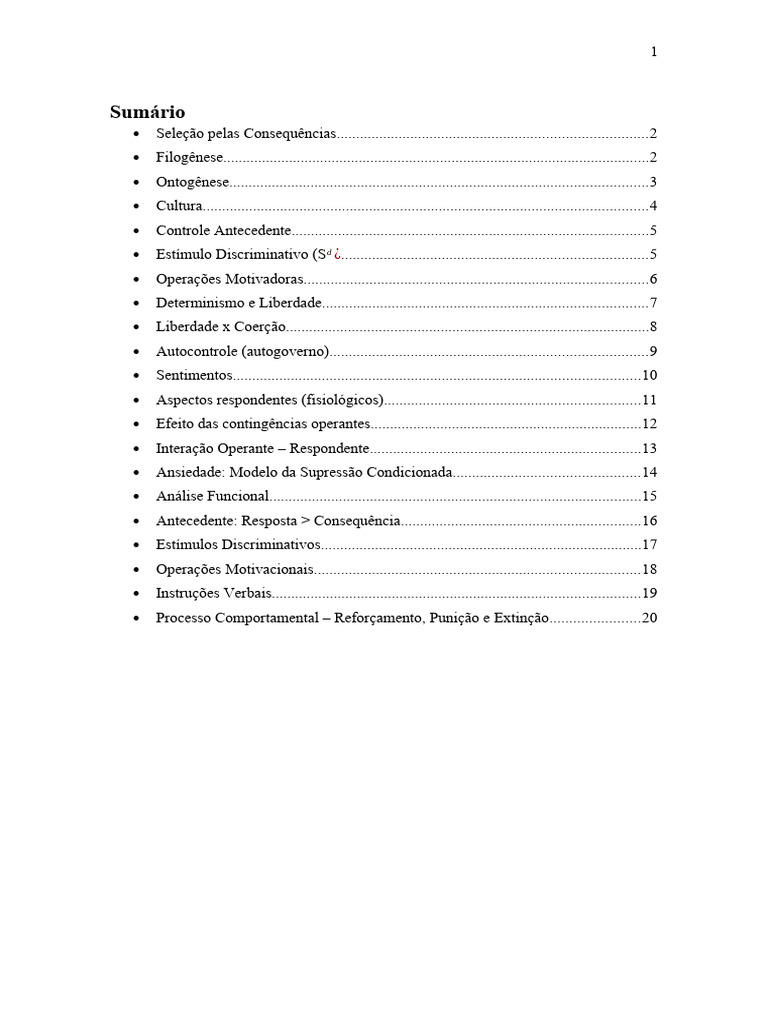 Resumo Analise Funcional Do Comportamento NP1 | PDF | Livre arbítrio | Comportamento