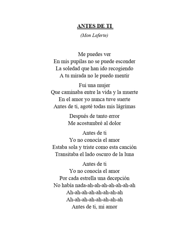 ANTES de TI (Mon Laferte) Letra | PDF
