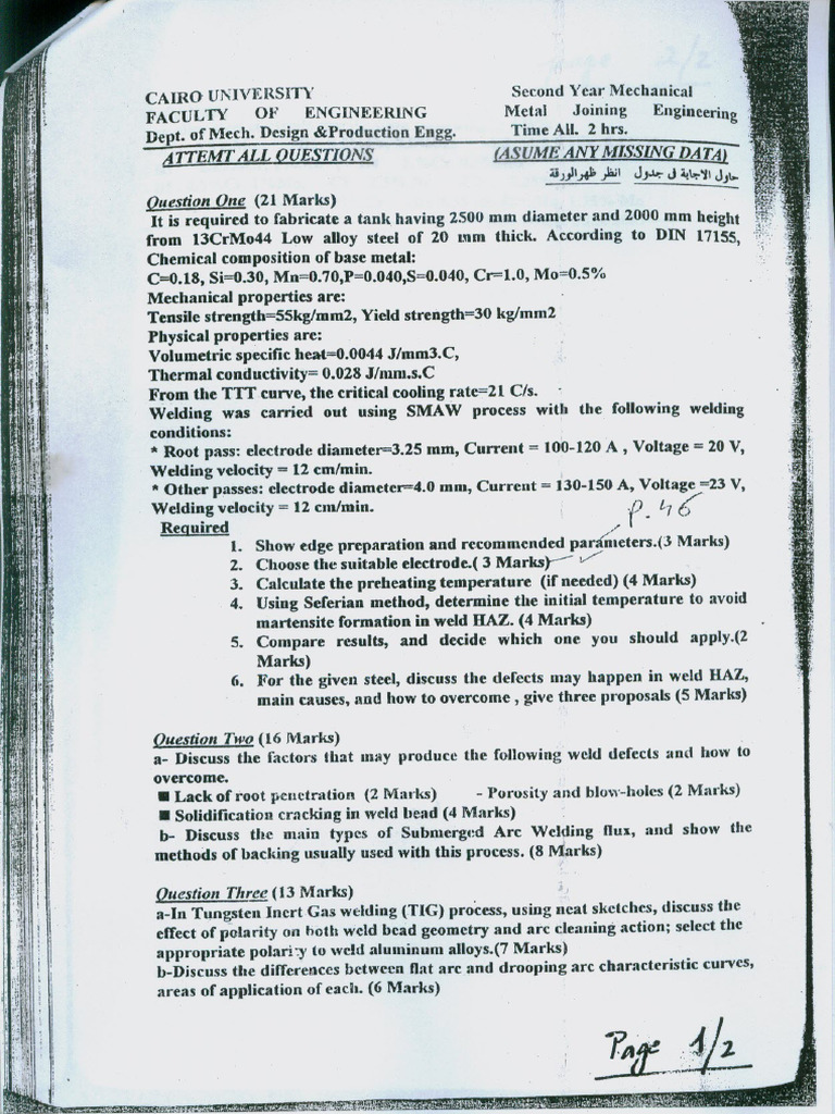 Welding - Solved Exams | PDF