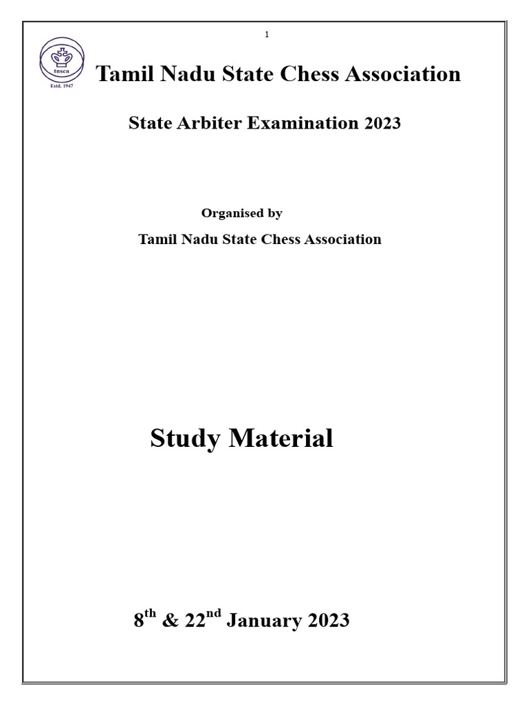 Course Material - State Arbiter 2023 | PDF | Traditional Games | Chess