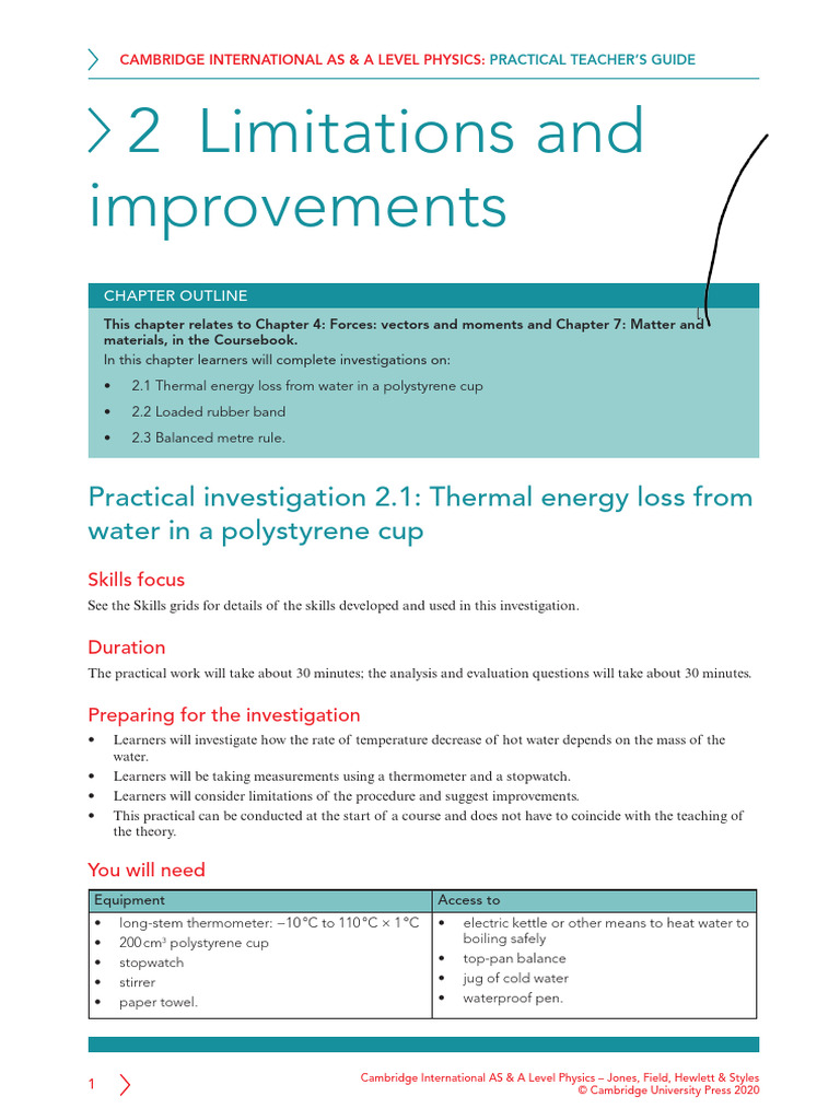 Cambridge AS & A Level Physics Practical Guide | PDF | Temperature ...