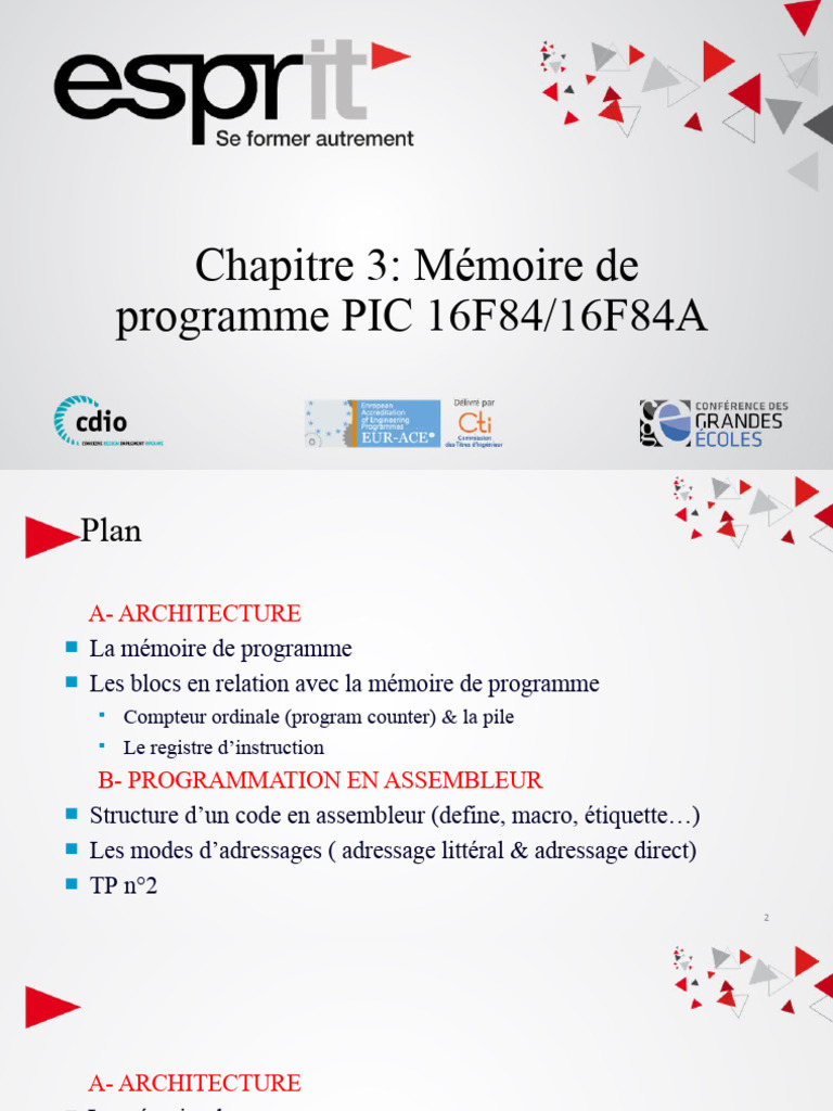 Mémoire et programmation PIC 16F84 | PDF | Assembleur | Informatique